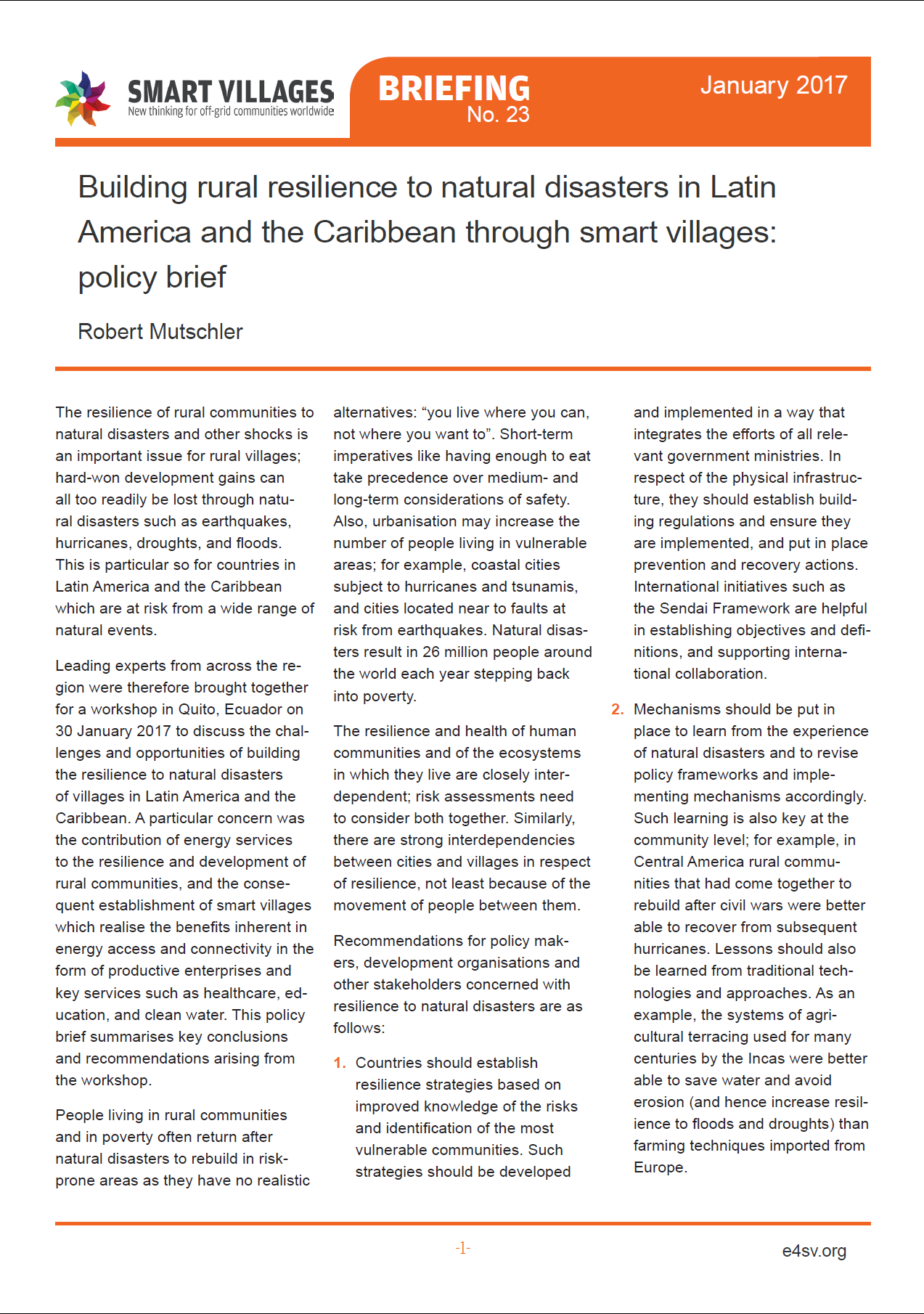 BR23: Building rural resilience to natural disasters in Latin America ...